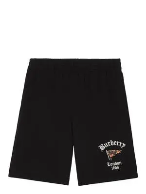 Burberry Check Flag Cotton Shorts - Black