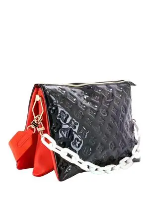 LOUIS VUITTON Coussin Mm Shoulder Bag Monogram Embossed Patent - Black