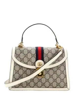 Gucci Ophidia Flap Top Handle Small Satchel Gg Coated Canvas - Brown