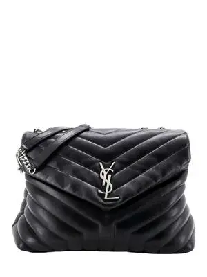Saint Laurent Loulou Matelasse Chevron Leather Medium Shoulder Bag - Black