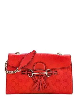 Gucci Emily Chain Flap Bag Sisma Leather Medium - Red