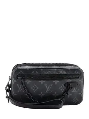 LOUIS VUITTON Pochette Volga Monogram Eclipse Canvas Clutch - Black