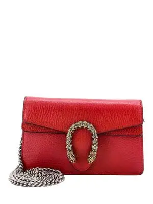 Gucci Dionysus Leather Super Mini Clutch Bag - Red