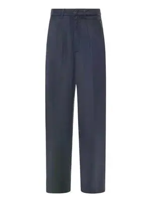 DONDUP Pleated Satin-finish Trousers - Blue