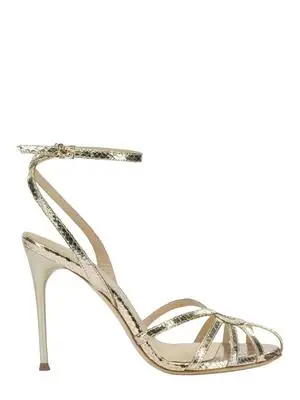 SERGIO LEVANTESI Raykav6 Snakeskin-effect Strappy Sandals - Gold