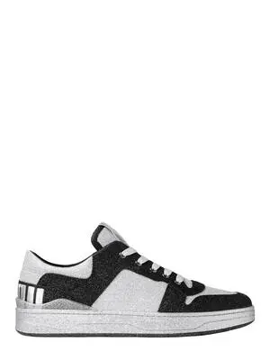 JIMMY CHOO Florent Glitter Fabric Trainers - X Black/silver