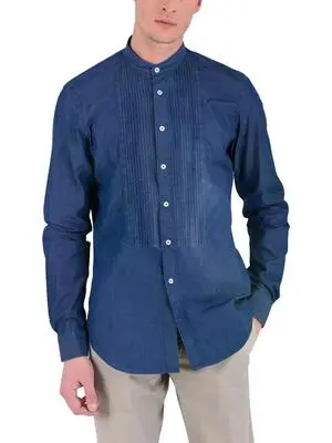 DELL'OGLIO Stitched Bib Shirt - Blue