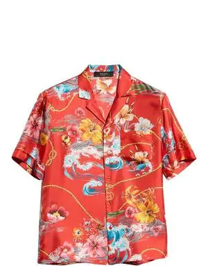 Gucci Printed Silk Twill Bowling Shirt - Red
