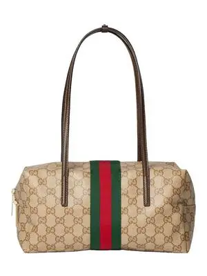 Gucci Melrose Medium Boston Bag Gg Canvas - Beige