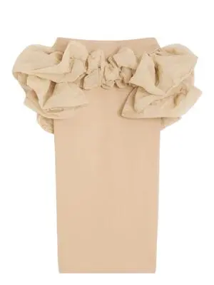 Max Mara Viscose Jersey Midi Skirt With Ruffles - Camel