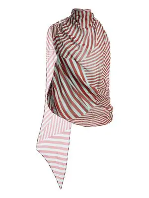 DE LA VALI La Isla Monorca Striped Chiffon Tie-neck Top - Multi