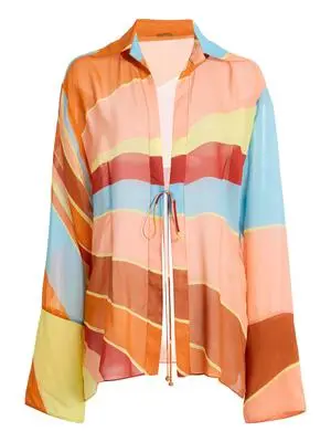 CALA DE LA CRUZ Rosalia Striped Georgette Top - Multi