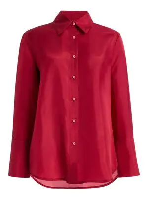 La Veste Silk Satin Shirt - Red