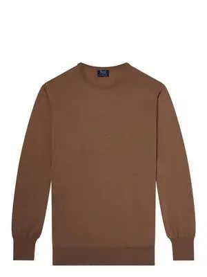 William Lockie Merino Wool Crew Neck Sweater - Brown