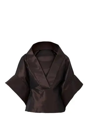 KALLMEYER Winlow Silk Taffeta Sculptural Top - Espresso