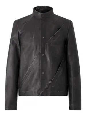 424 Leather Mandarin-collar Jacket - Brown