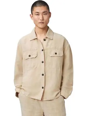 ALLSAINTS Korten Linen Blend Relaxed Fit Shacket Brown
