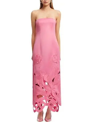 LEO LIN Rayna Applique Bustier Maxi Dress - Fuchsia