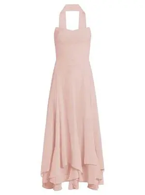 Amanda Uprichard Monterey Strapless Midi Dress With Detachable Scarf - Mochi