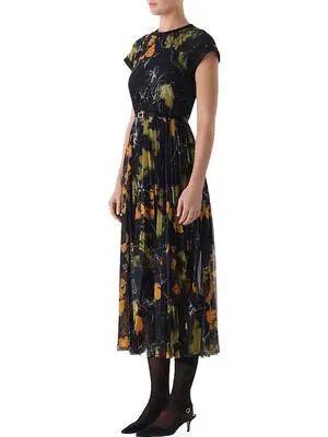 JASON WU Chiffon Pleated Midi Dress - Shadow Flood Floral
