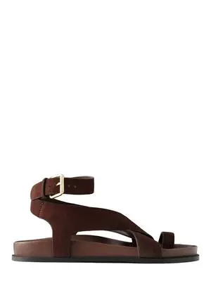 A.emery Jalen Suede Sandals With Gold Tone Buckle - Brown