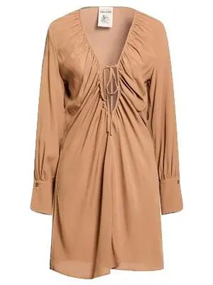 SEMICOUTURE Mini Dress In Acetate And Silk - Beige