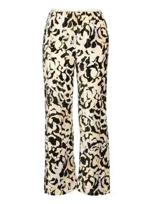 FORTE_FORTE FORTE FORTE Printed Velvet Viscose Polyester Palazzo Pants Cream