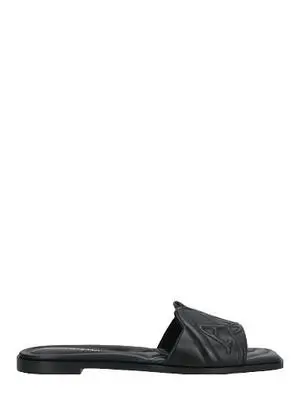 Alexander McQueen Leather Slide Sandals - Black