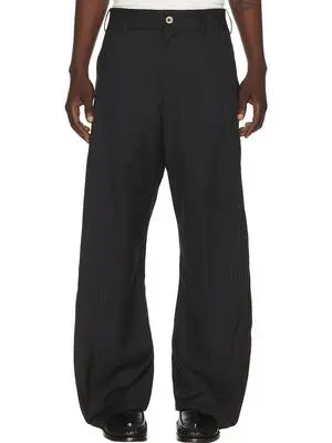 Andersson Bell Twisted Seam Stripe Wide Leg Trousers - Black