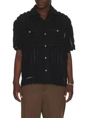 Andersson Bell Kenley Knitted Open Collar Shirt - Black