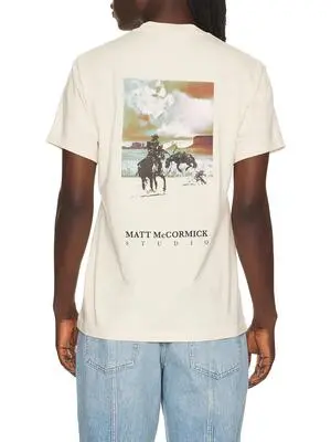 AUSTIN POST X Matt Mccormick Ceremony Of Certainty Stage Pocket Tee In Cream - Bone