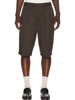 BEAMS 2 Pleats Relax Shorts Nyco Twill - Charcoal