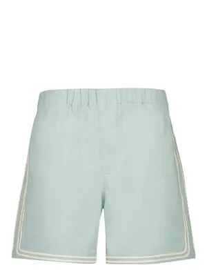 Commas Braided Trim Cotton Shorts Blue