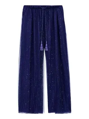 Giorgio Armani Wide-leg Silk Trousers With Rhinestones - Patterned