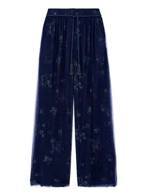 Giorgio Armani Wide-leg Tulle Trousers With Rhinestones - Patterned