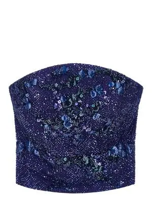 Giorgio Armani Embroidered Bustier Top - Patterned