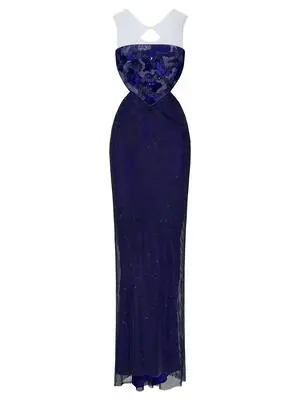 GIORGIO ARMANI Long Silk Dress With Sequin Embroidery
