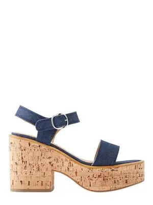 Gabriela Hearst Sardis Denim Platform Sandals - Blue