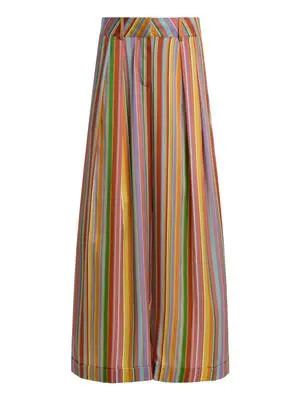 FRANÇOISE FRANÇOISE Mila Wide-Leg Striped Silk Satin Pants