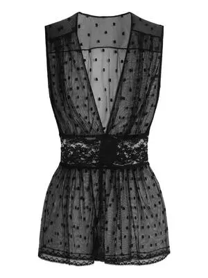 Dolce & Gabbana Lace Polka-dot Top - Black
