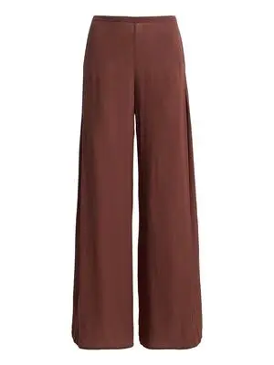 Posse La Isla Jane Crepe Wide Leg Pants - Brown
