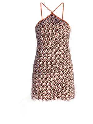 DES_PHEMMES Exclusive La Isla Mini Cocktail Dress With Feathered Hem - Multi
