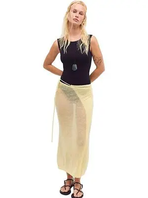 GEEL Sheer Mohair-wool Blend Wrap Skirt - Lemon