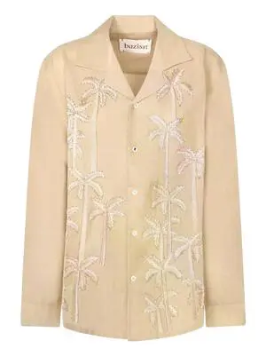 BAZISZT Palm-tree Embroidered Shirt - Neutrals