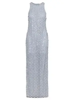 THE NEW ARRIVALS ILKYAZ OZEL Bixi Floral-embellished Mesh Gown - Silver