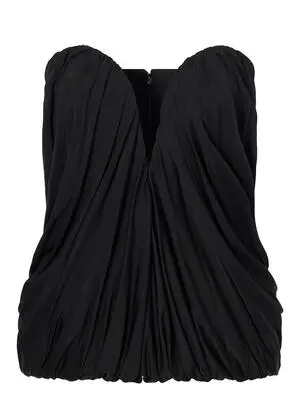 THE NEW ARRIVALS ILKYAZ OZEL Olivienne Draped Bustier Top - Black