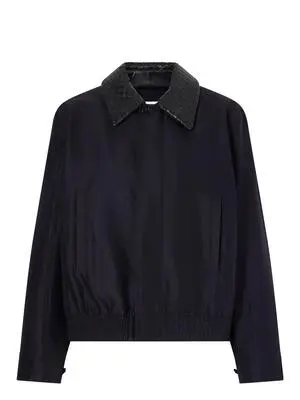 Bottega Veneta Intrecciato Leather-trimmed Canvas Jacket - Black