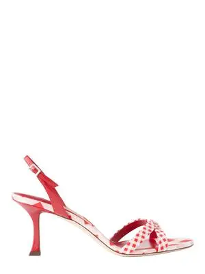 JIMMY CHOO Elsy 70 Leather-Trimmed Slingback Sandals Red