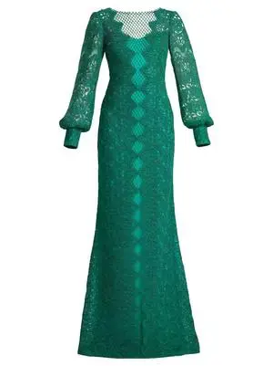 Tadashi Shoji Lace Long-sleeve Dress - Green