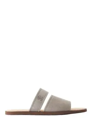 Brunello Cucinelli Suede Slides - Gray